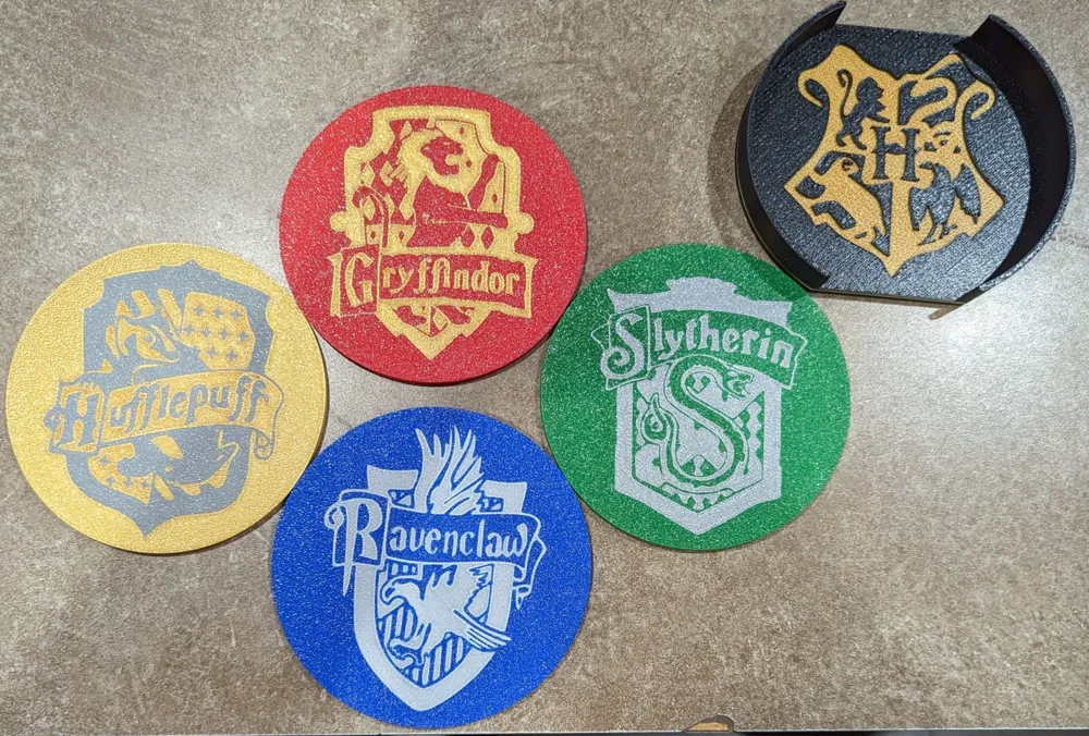 Harry Potter House Coaster Set - Free 3D Print Model - MakerWorld