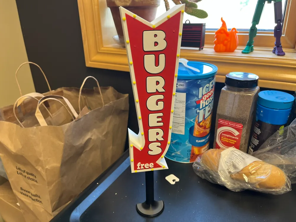 Free Burgers Vintage Sign by Zzz3DSelkirk MakerWorld: Download Free 3D ...