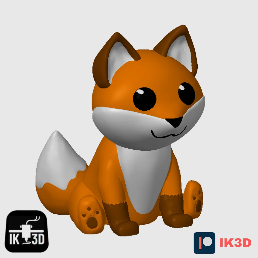 Cute Fox Figurine No Supports Color Files by IK3Digital - MakerWorld
