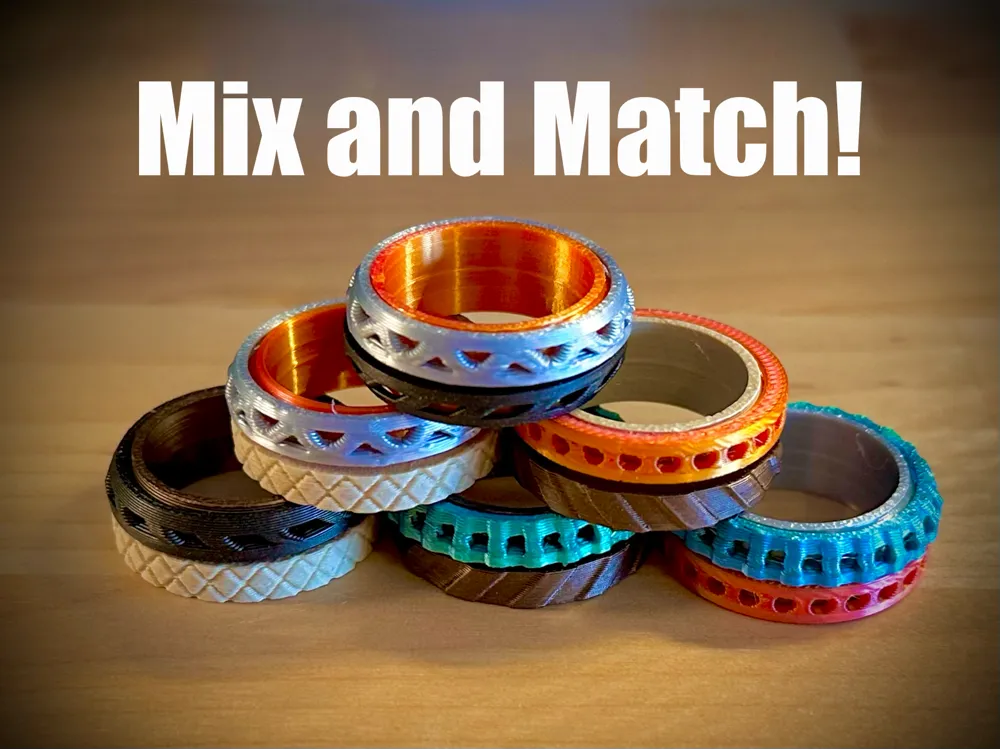 Dual Fidget Spinner Ring Collection - Free 3D Print Model - MakerWorld
