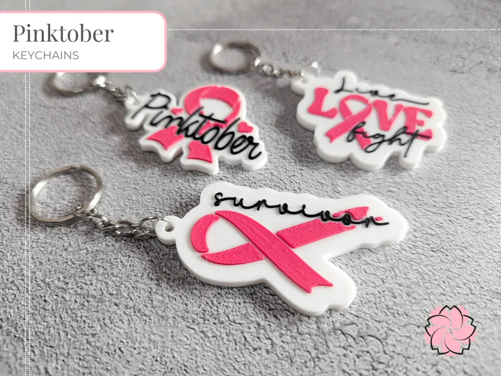 Pinktober Keychains | Breast Cancer Awareness by Plushie MakerWorld ...