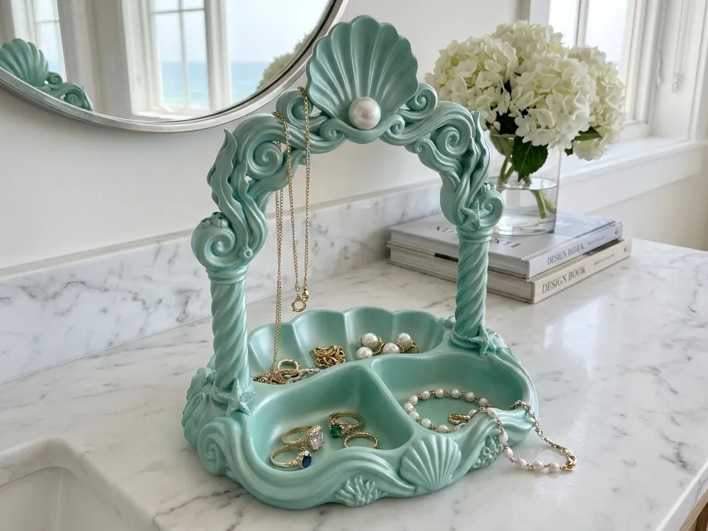 Seashell Arch Jewelry Stand & Catch-all Tray - Free 3D Print Model ...