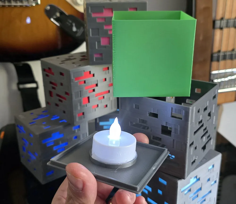 MINECRAFT ORE TEA LIGHT BOX - Free 3D Print Model - MakerWorld
