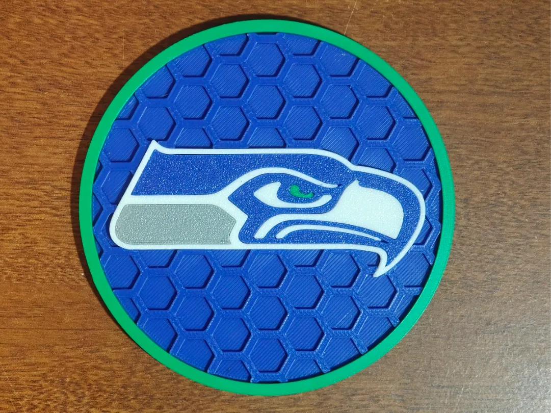Seattle Seahawks: Hex Coaster - Free 3D Print Model - MakerWorld