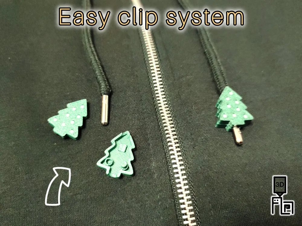 HOODIE DRAWSTRING CHRISTMAS TREE CLIP by SnailPrint - MakerWorld