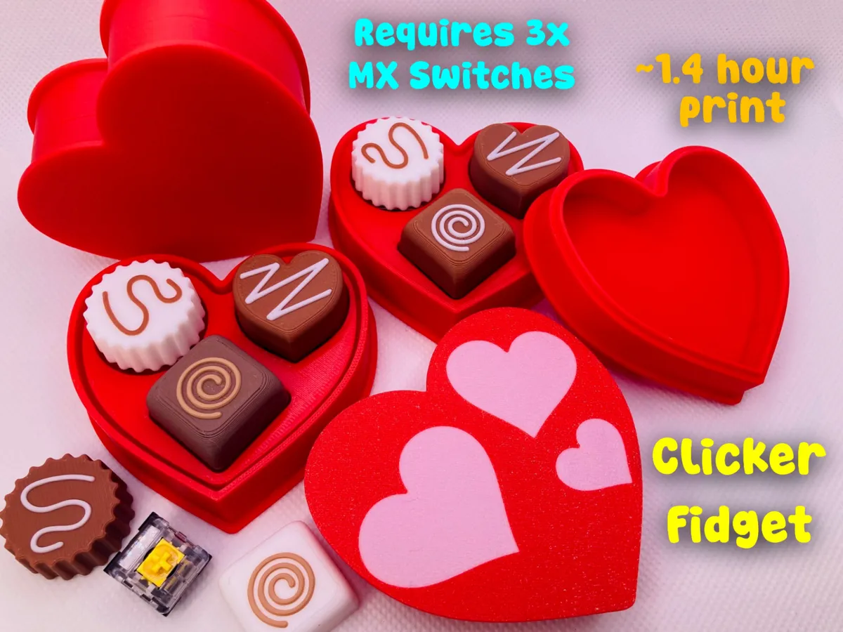 Valentines Box of Chocolates Clicker Fidget - Free 3D Print Model ...