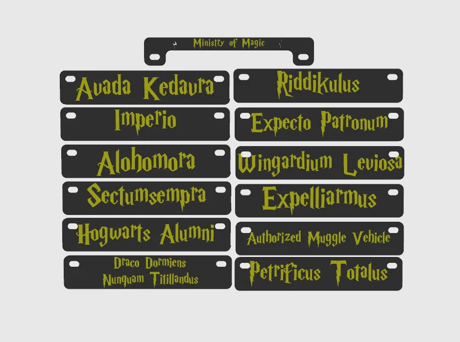 Harry Potter License (12) Plate Frame COLLECTION - Free 3D Print Model ...