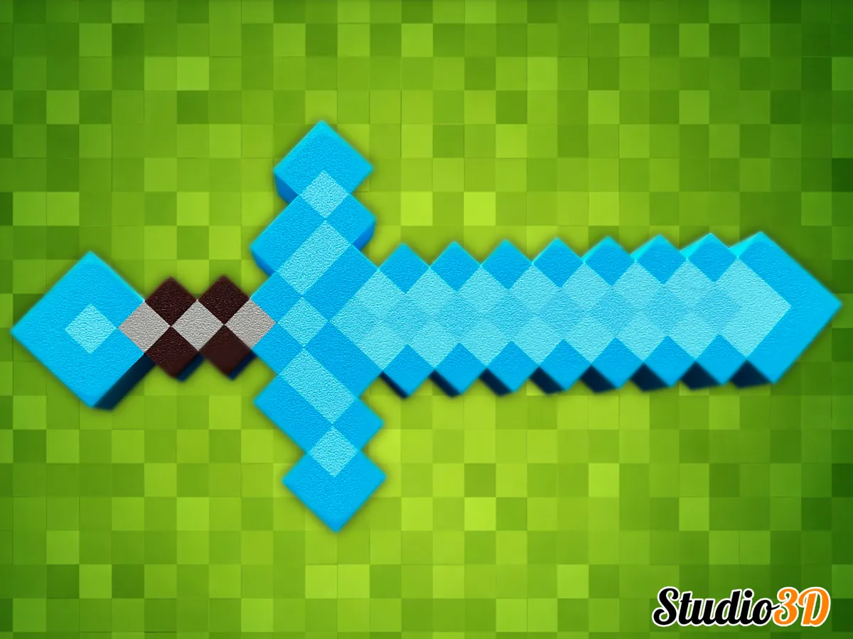 Minecraft Diamond Sword (5 colors for 4 color AMS) - Free 3D Print ...