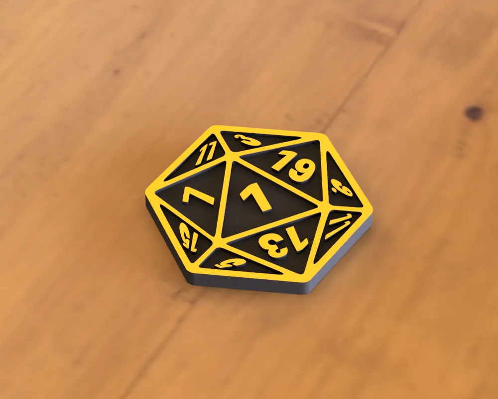 D20 dice Inspiration token coin by Calcetin - MakerWorld