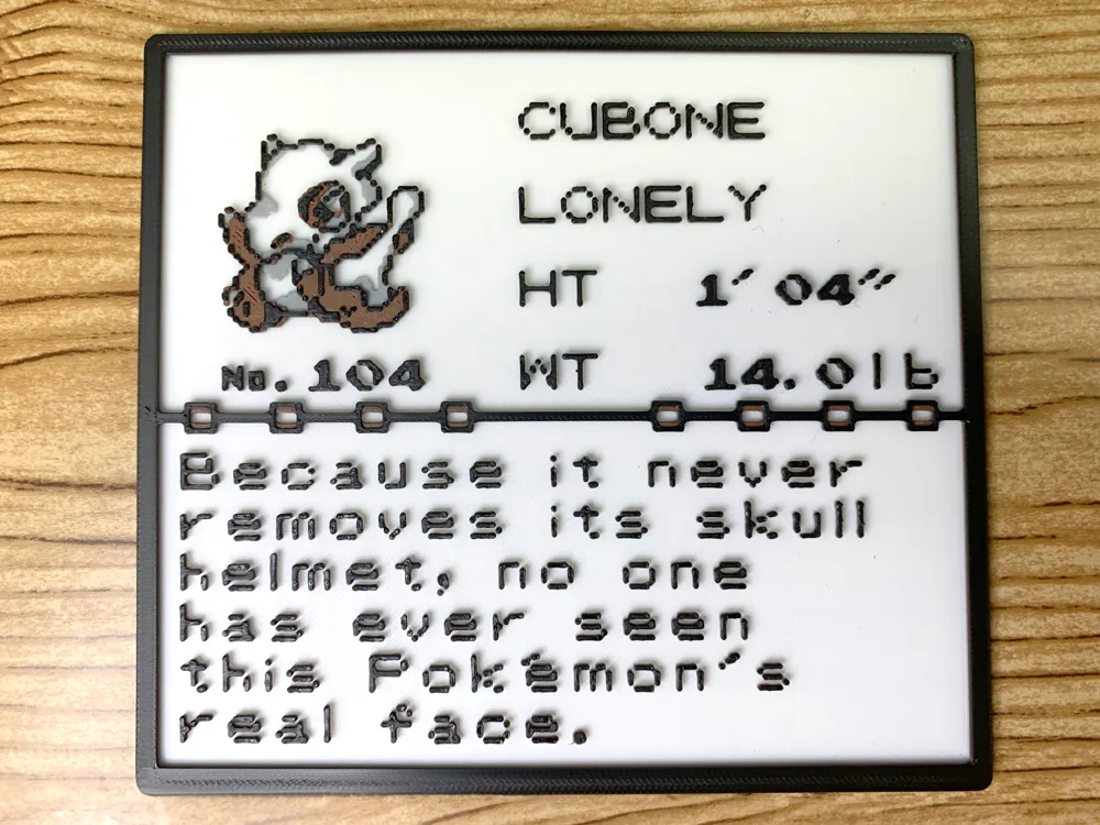 Pokemon Pokedex Cubone Marowak by CraftyFox3D - MakerWorld