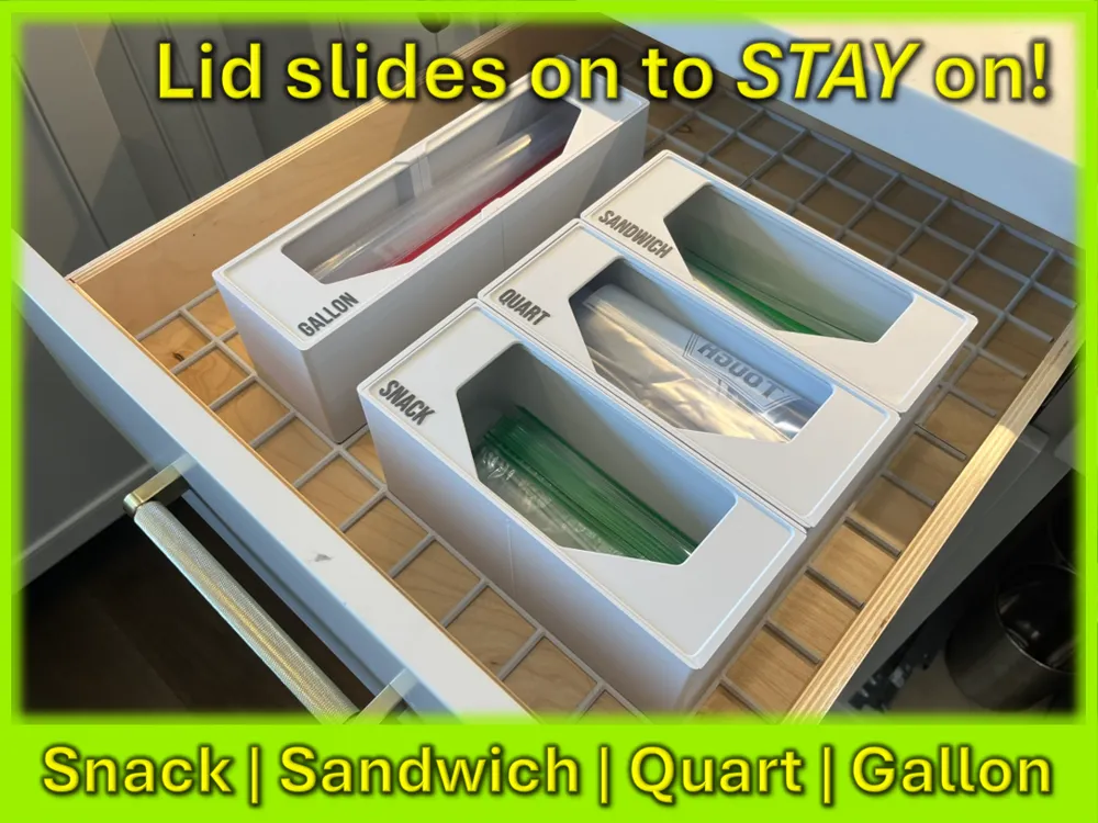 Gridfinity Ziploc Bag Holder & Organizer w/ Labels - Free 3D Print ...