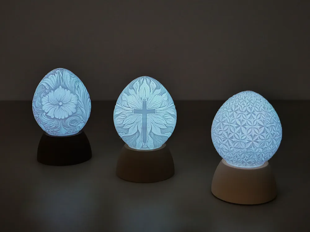 Ornate LED Lit Litho Eggs: 3 designs - Free 3D Print Model - MakerWorld
