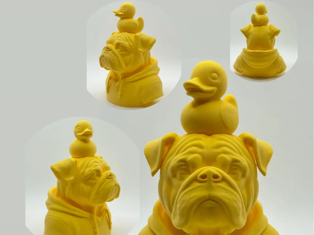 English Bulldog & Duck Bust - Free 3D Print Model - MakerWorld