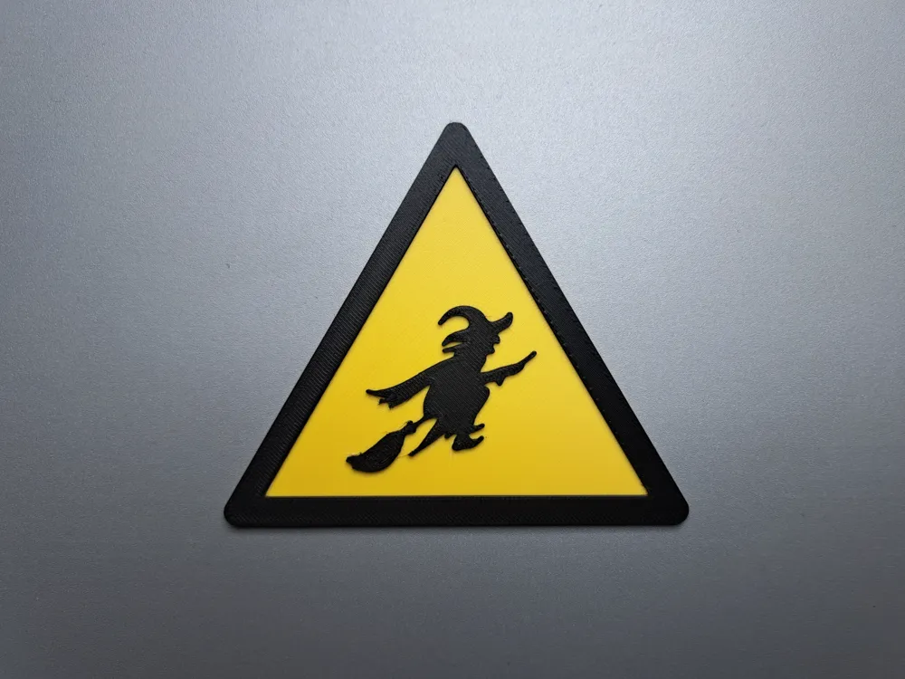 Witch Warning Sign (ISO 7010 Style) by Drunken Monkey - MakerWorld