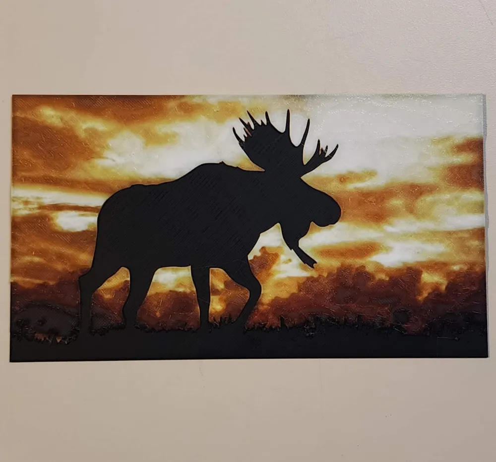 Moose at Sunset (hueforge) by briankstan - MakerWorld