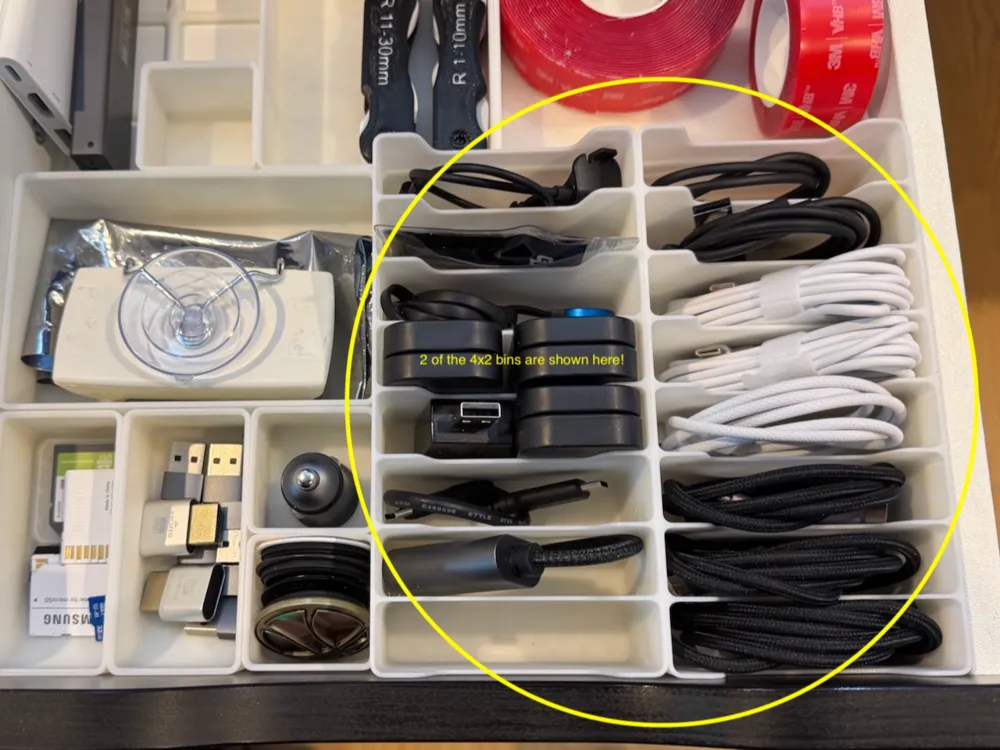 Gridfinity Cable Storage Bins by Jason and a bunch of wires MakerWorld: Download Free 3D Models