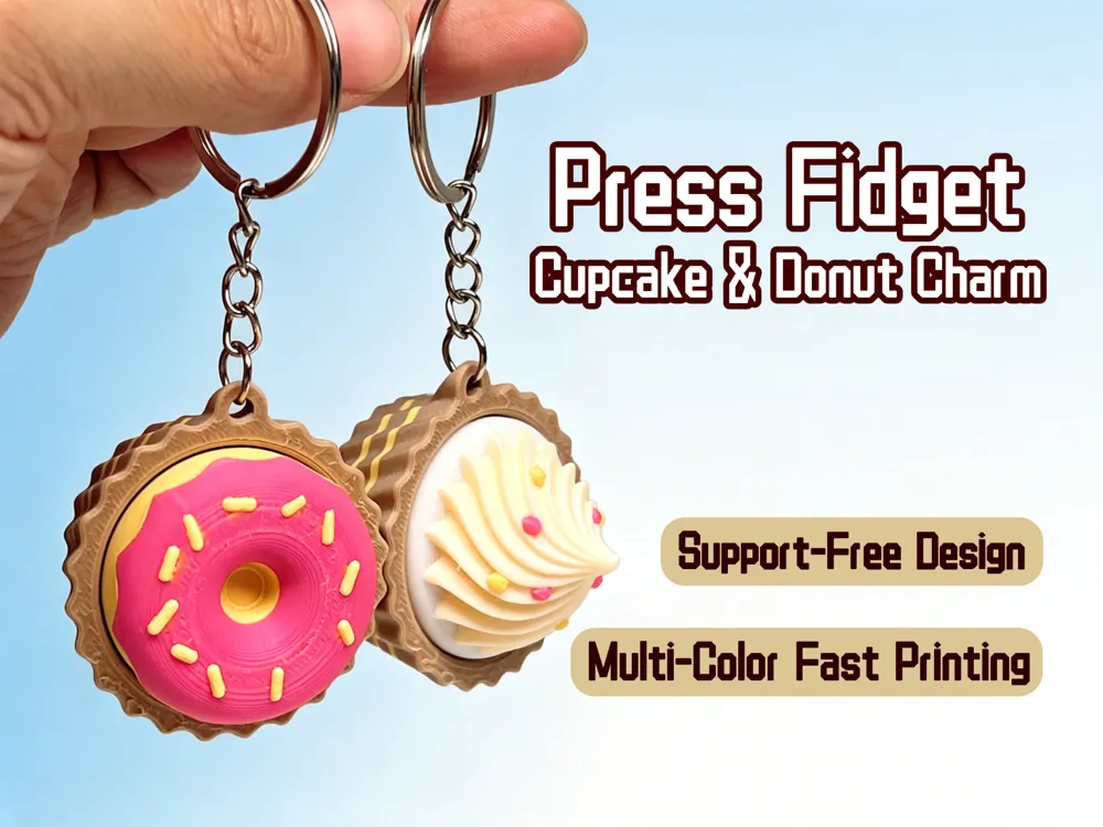 Press Fidget Cupcake & Donut Charm - Free 3D Print Model - MakerWorld