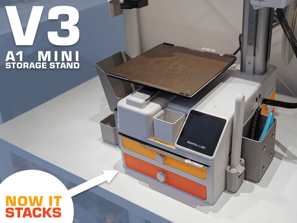 A1 Mini - Stackable Storage Stand V3 by Sam67c - MakerWorld