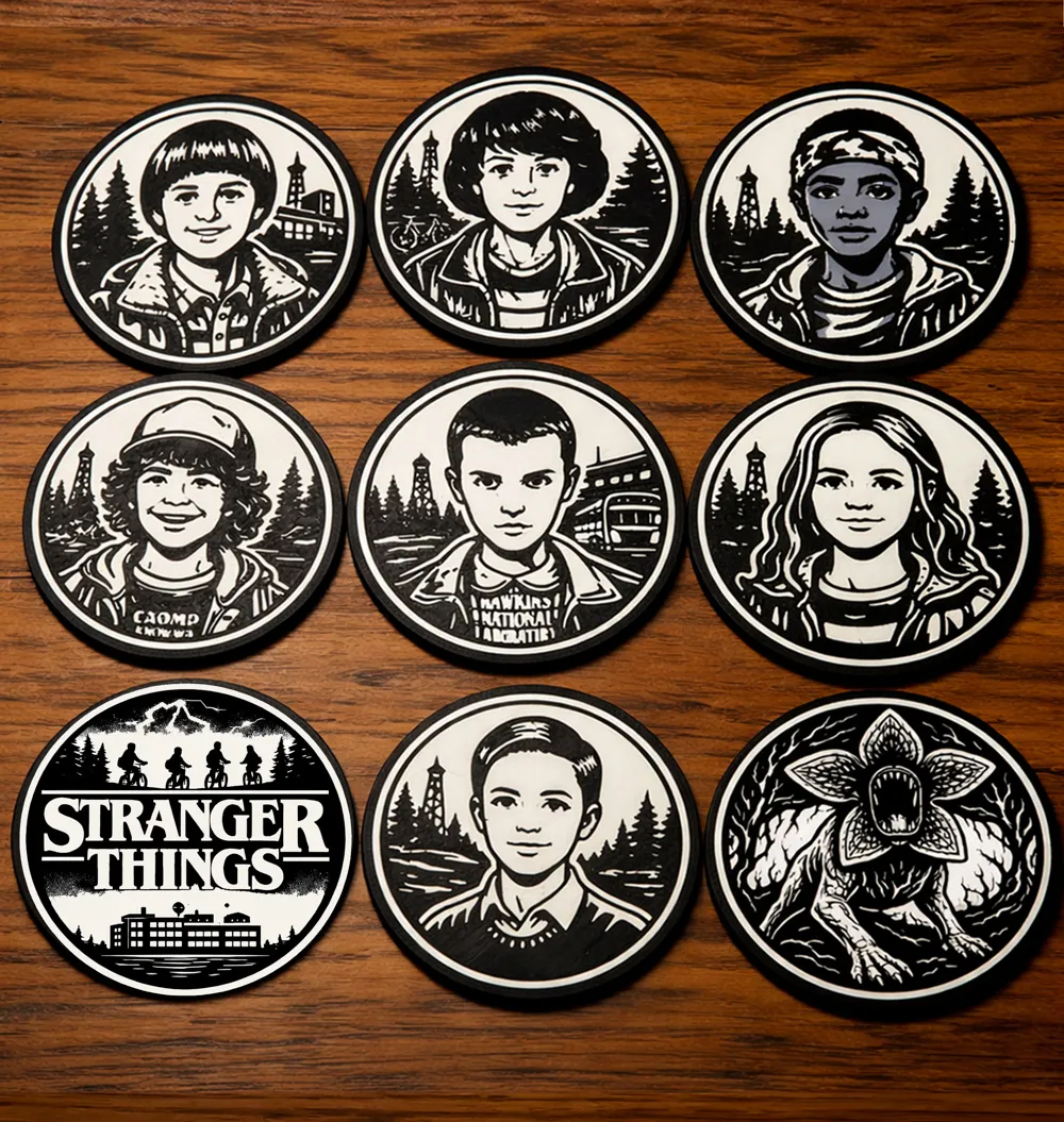 Stranger Things: Reversible Coasters - Free 3D Print Model - MakerWorld