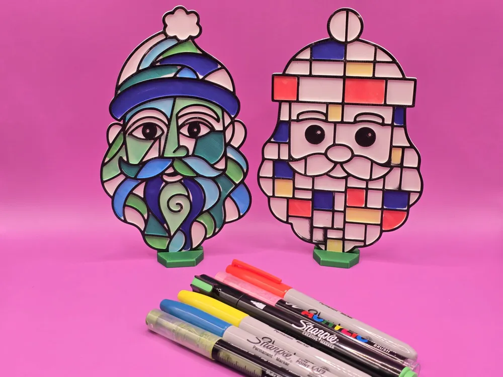 Santa Claus Picasso Christmas Abstract Coloring by Merilno3D MakerWorld ...