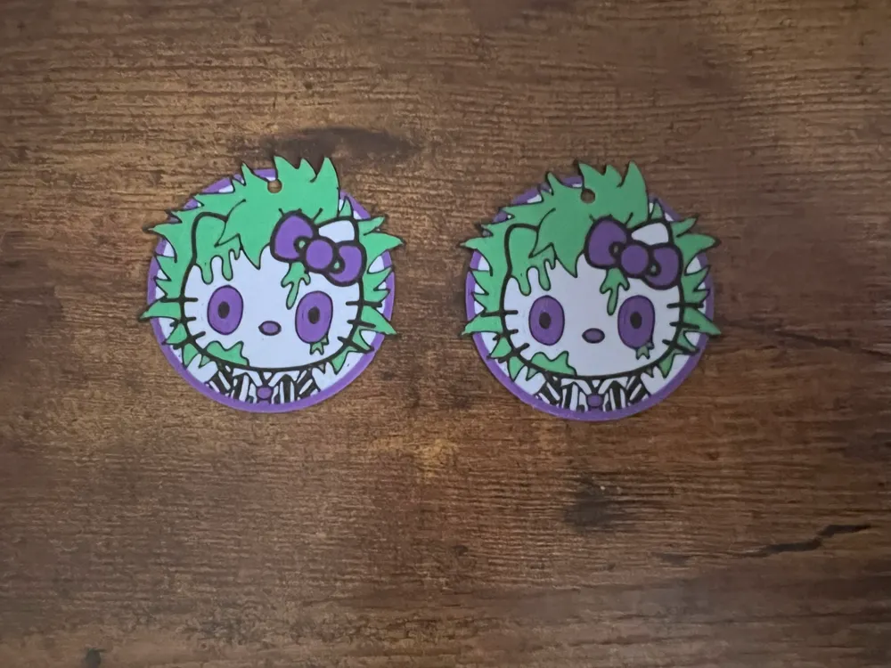 Hello Kitty meets Beetlejuice keyring by StudBuffin - MakerWorld