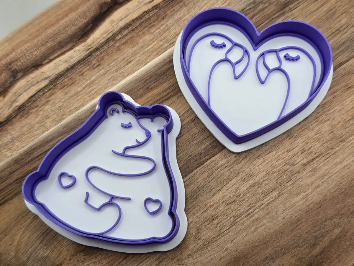 Flamingo Love Bear Hug Valentine Cutter Stamp - Free 3D Print Model ...