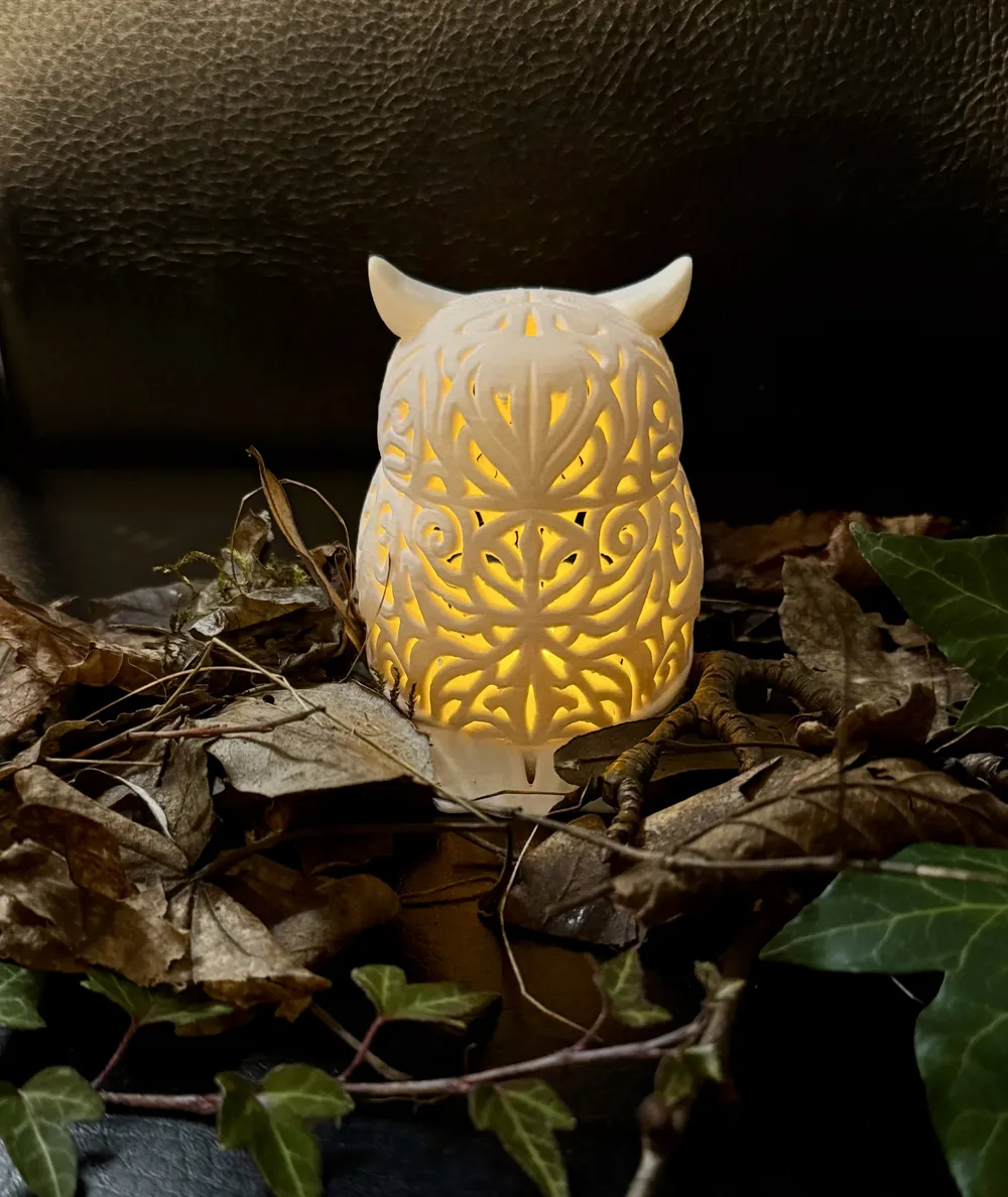 Owl in Ornament Style for LED Tea Light - Free 3D Print Model - MakerWorld