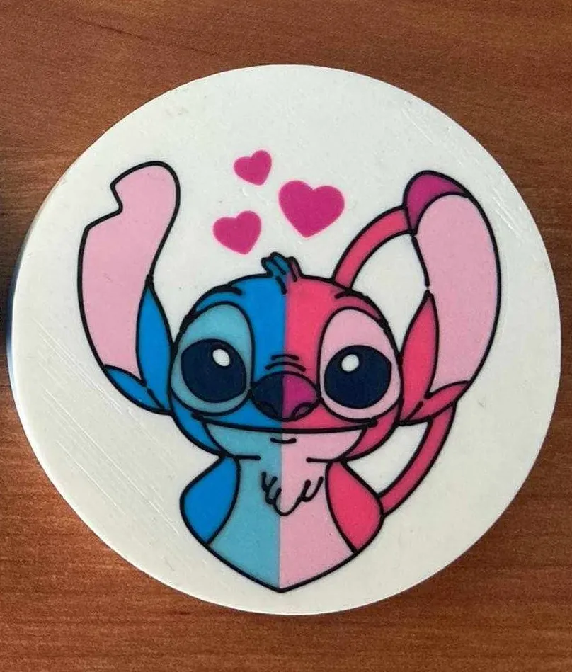 Stitch & Angel - Valentine's Coaster/Keychain - Free 3D Print Model ...
