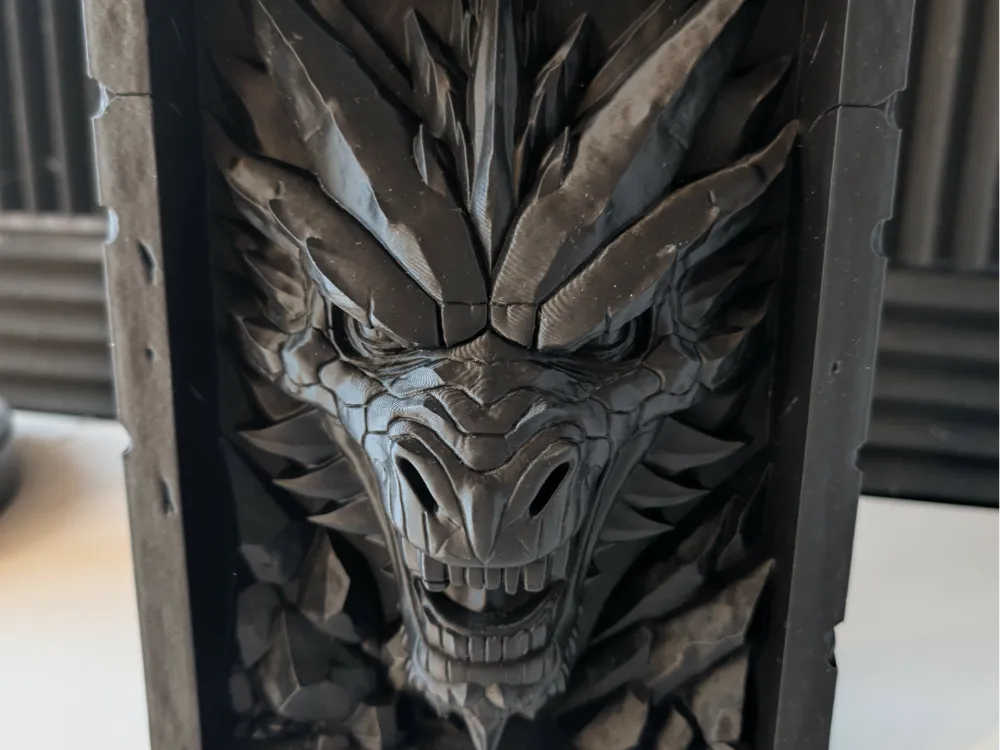 Stone Dragon | Epic Fantasy Bas-relief - Free 3D Print Model - MakerWorld