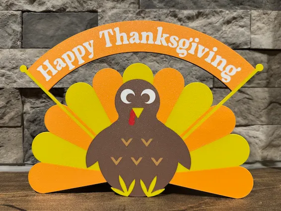 Happy Thanksgiving Turkey Sign by dcv designs - MakerWorld