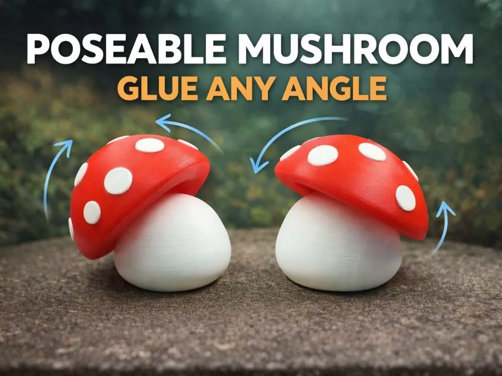 Poseable Mushroom Desk Buddy decor (Any Angle) - Free 3D Print Model ...