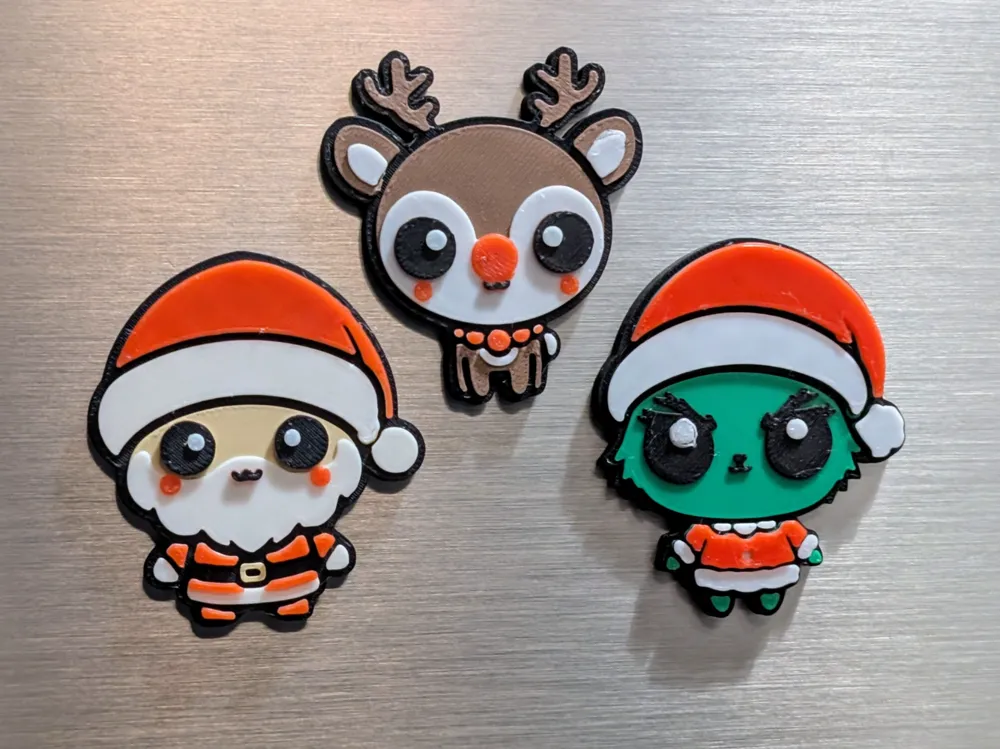 Cute Christmas Magnets - layered & embossed! - Free 3D Print Model ...