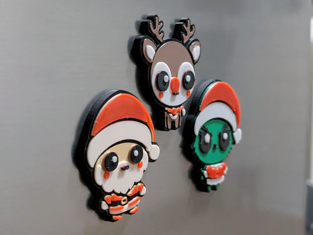 Cute Christmas Magnets - layered & embossed! - Free 3D Print Model ...