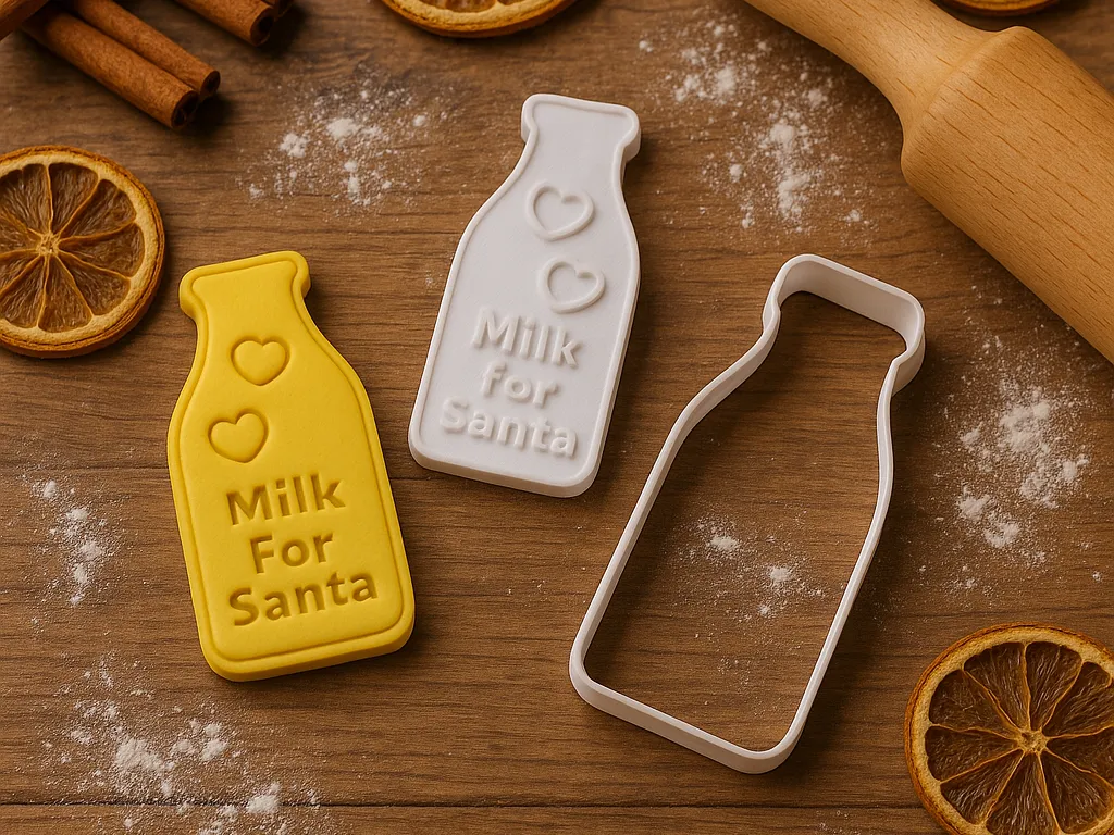 Milk For Santa Bottle Cookie Cutter & Embosser by d.bang.199 MakerWorld ...