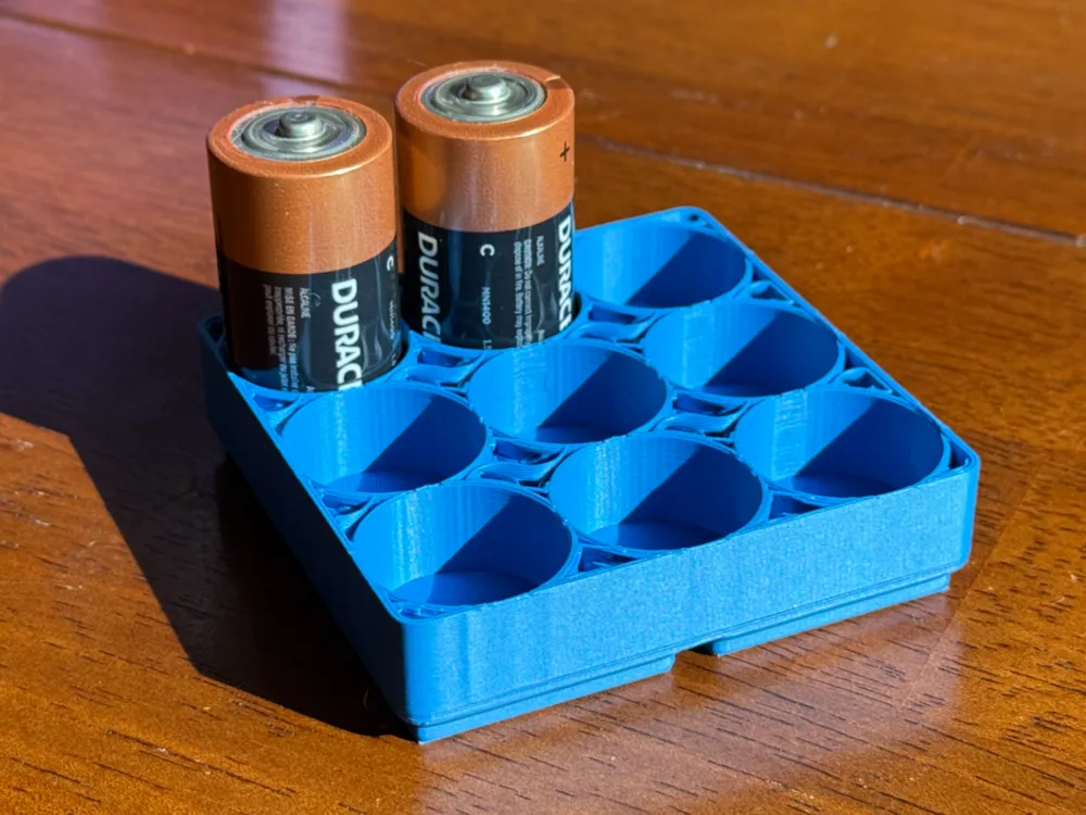 Gridfinity c-cell battery holder (9 batteries) Remixed by Benz145MakerWorld: Download Free 3D Models