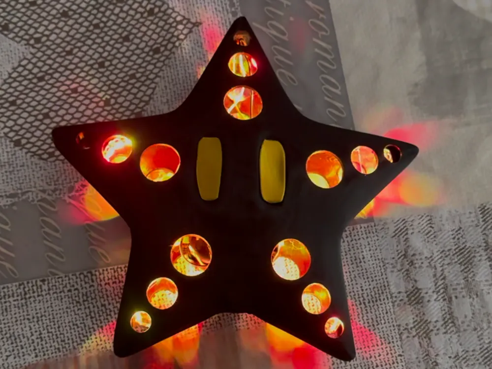 Mario's Super Star: LED-Enhanced Gaming Lamp by Francesco86 - MakerWorld