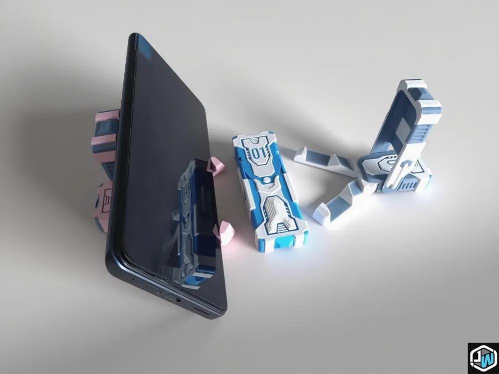 [print in place] mech-style foldable phone stand - Free 3D Print Model ...
