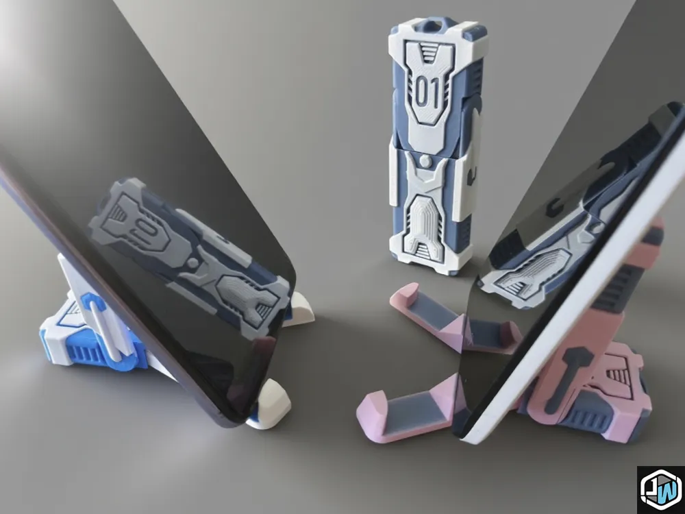 [print in place] mech-style foldable phone stand - Free 3D Print Model ...