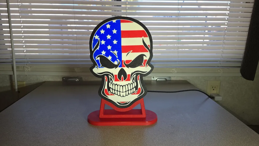 American Flag Skull Light Box - Free 3D Print Model - MakerWorld