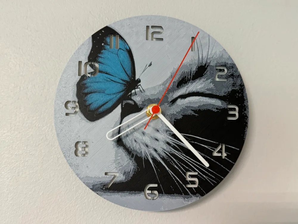 Wall / Desk Clock Kitty with butterfly HueForge Remixed by cP3D ...
