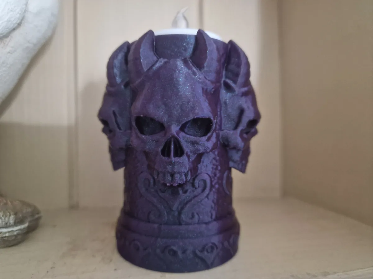 Demon Skull Gothic Candle Holder - Free 3D Print Model - MakerWorld