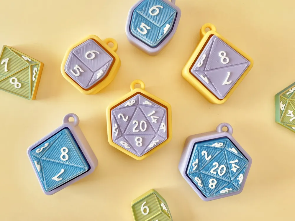 Dice 20— Fidget Clicker Keychains - Free 3D Print Model - MakerWorld