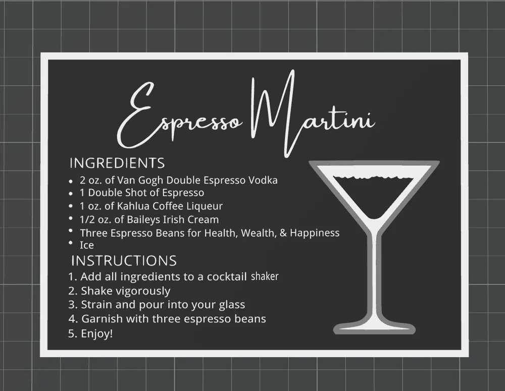 Espresso Martini Recipe Card by ACEH♠️LE 3D - MakerWorld