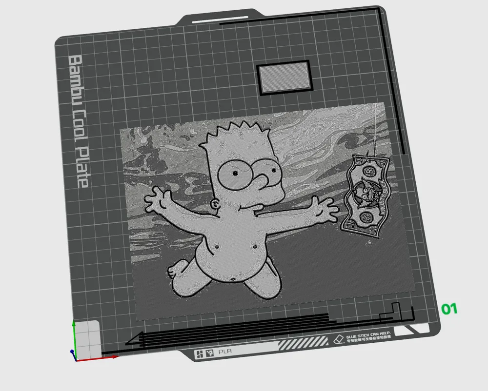 The Simpsons Nirvana Cover / Bart Simpson / HueForge / 2d art by 3D ...