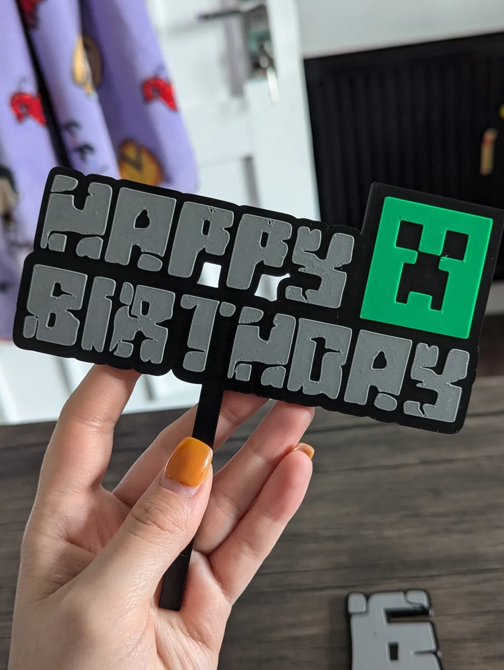 Minecraft Happy Birthday Cake Topper Sign - Free 3D Print Model ...