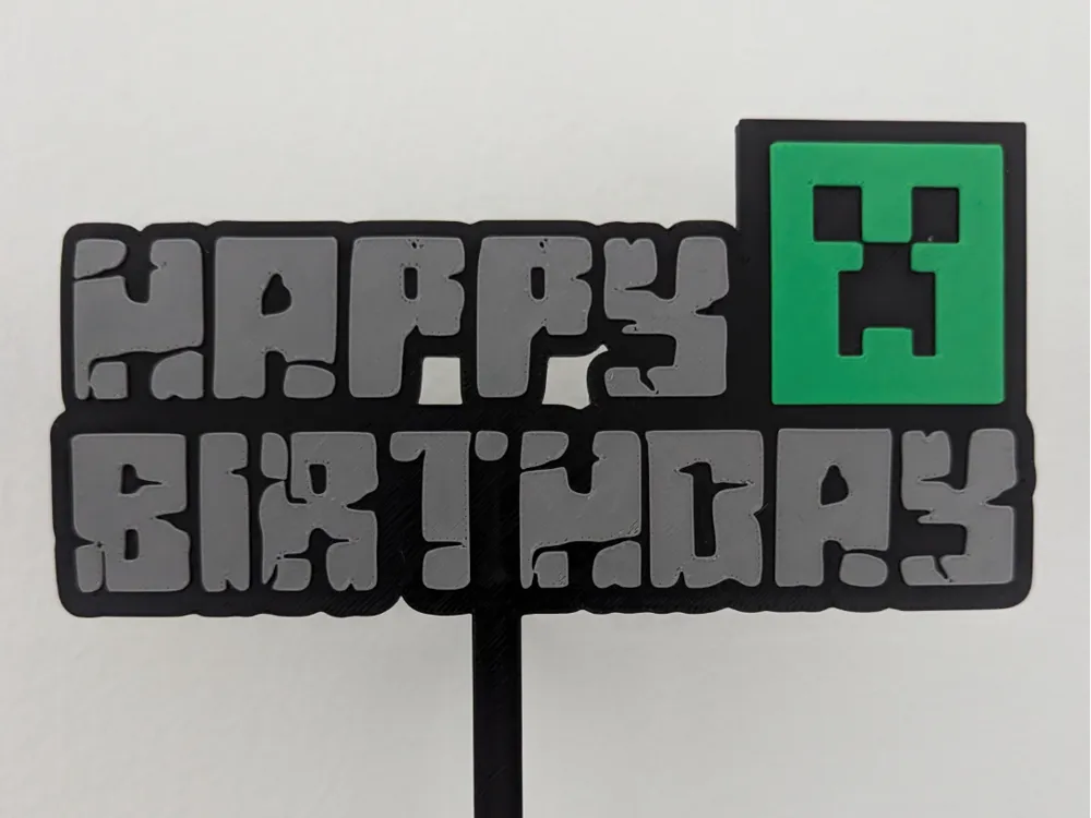 Minecraft Happy Birthday Cake Topper Sign by Miss 3DP MakerWorld ...