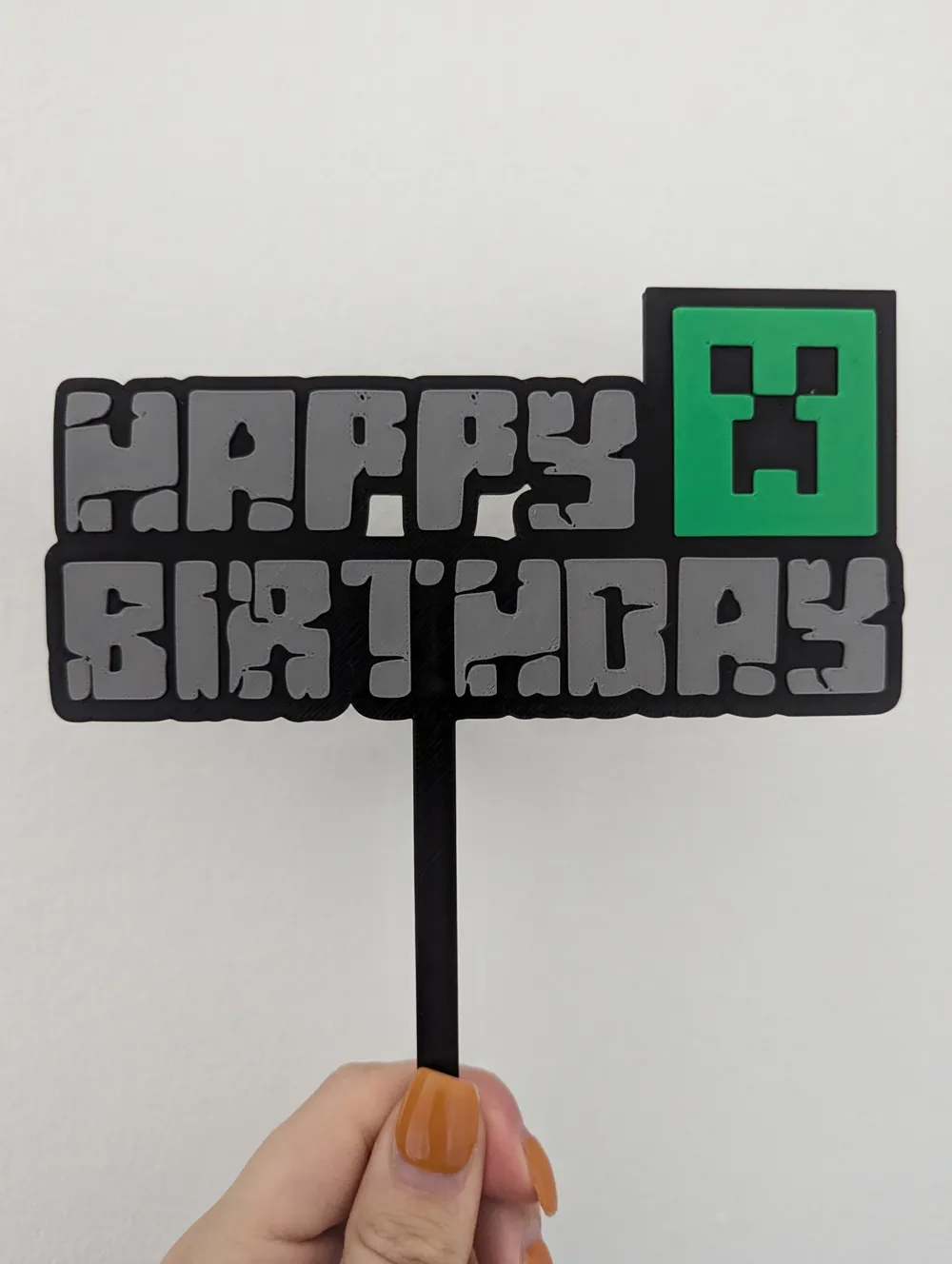 Minecraft Happy Birthday Cake Topper Sign - Free 3D Print Model ...