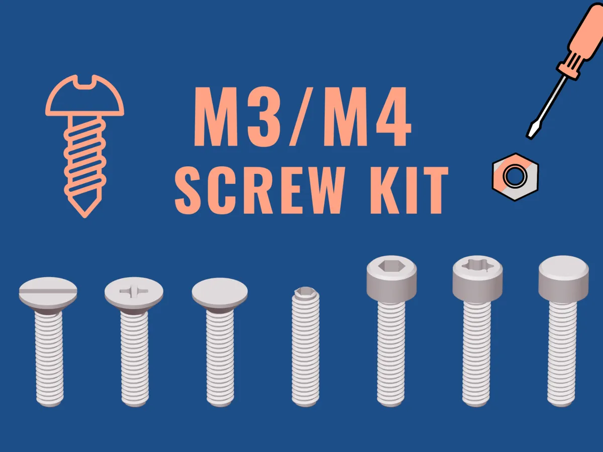 M3/M4 Screw Kit (Screws, Washers, Nuts) - Free 3D Print Model - MakerWorld