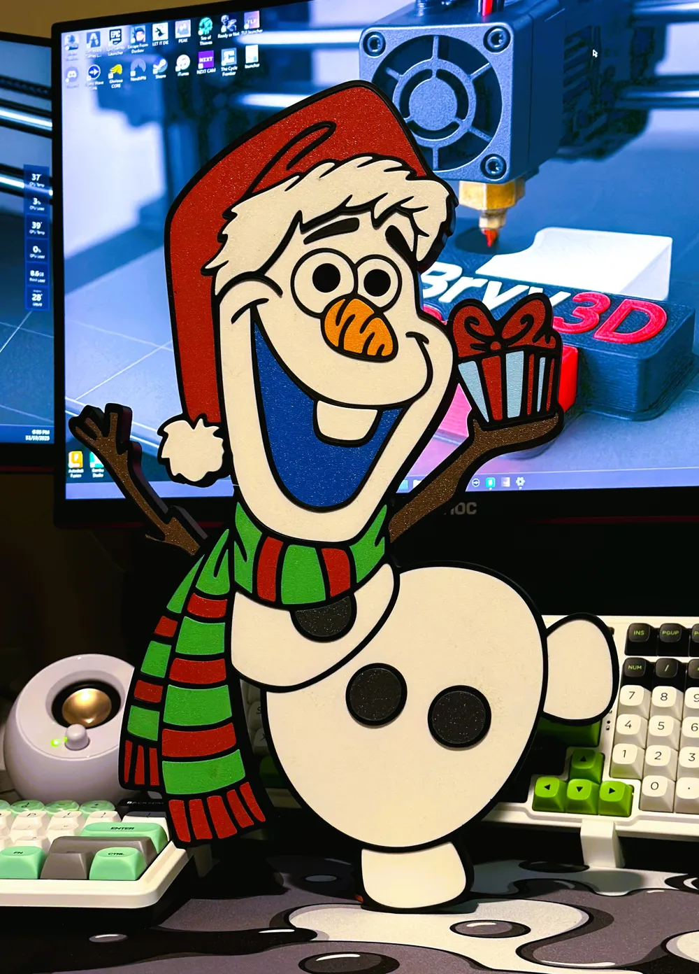 Olaf (NO AMS) X-Mas Wall Art - Free 3D Print Model - MakerWorld