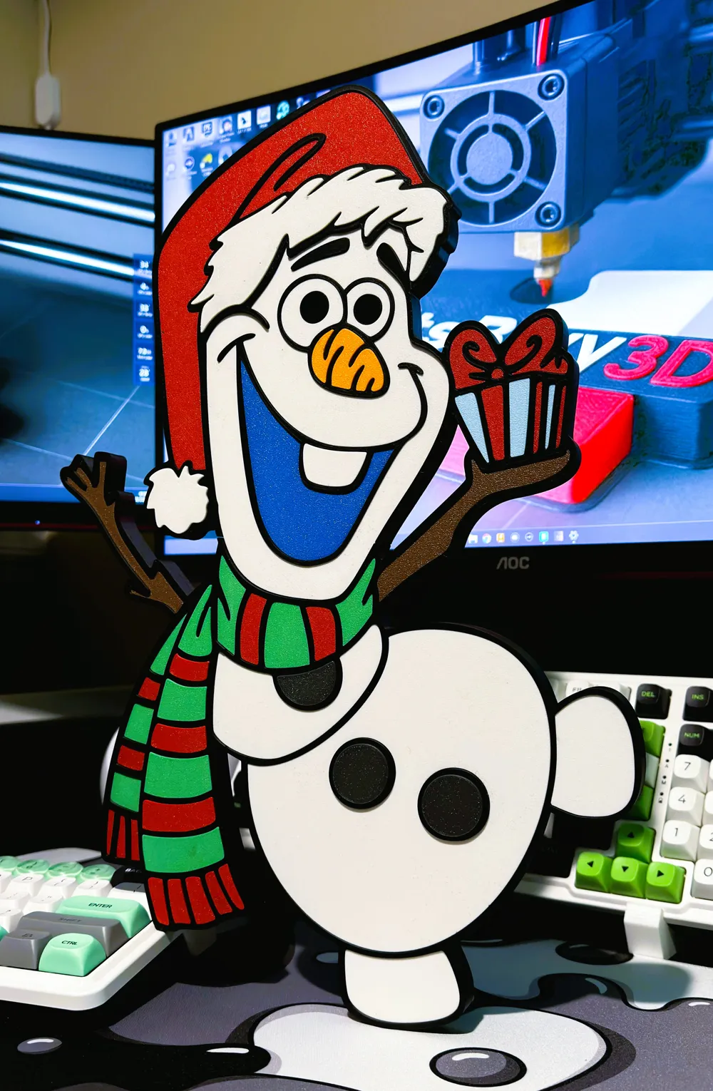 Olaf (NO AMS) X-Mas Wall Art - Free 3D Print Model - MakerWorld
